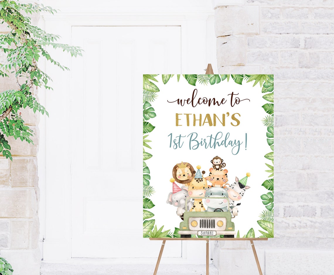 Safari Welcome Sign, Instant Download, Jungle Birthday Welcome, Safari ...