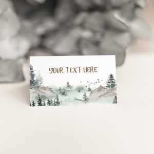 Mountains Place Cards, Woodland Birthday Decorations, Forest Baby ...