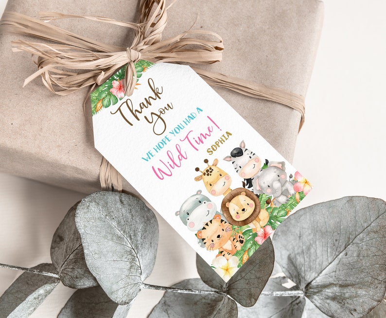 Safari Thank You Tags, Safari Favor Tags, Jungle Birthday Decorations ...