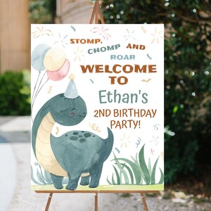Editable Dinosaur Welcome Sign, Instant Download, Dino Birthday ...