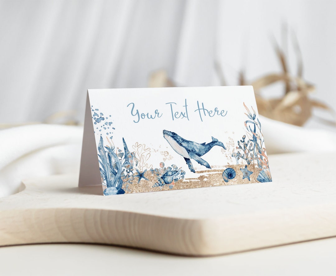 Under the Sea Place Cards, Whale Place Cards, Sea Baby Shower Decor ...