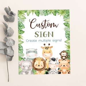 Safari Custom Sign, Editable Safari Table Sign, Instant Download ...