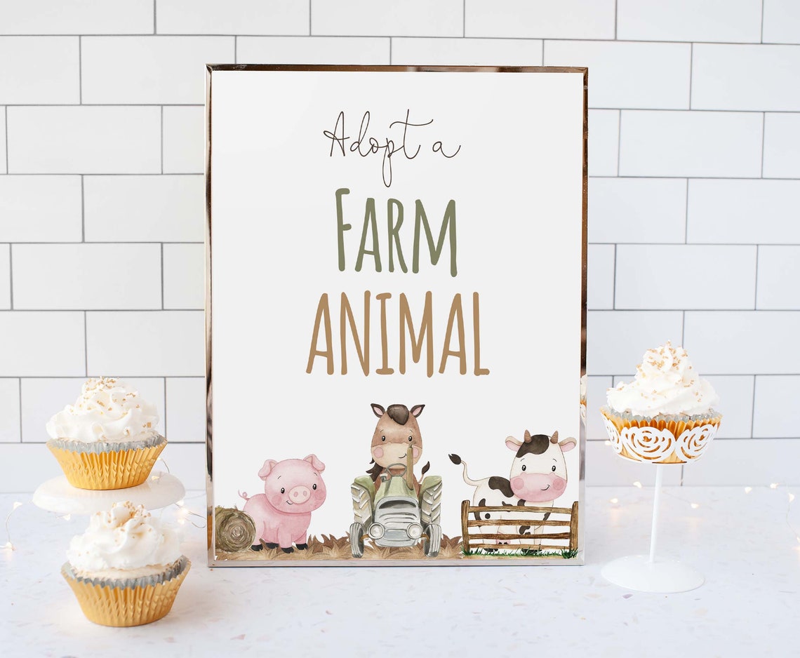 Adopt a Farm Animal Sign Farm Table Signs Farm Party Decor - Etsy