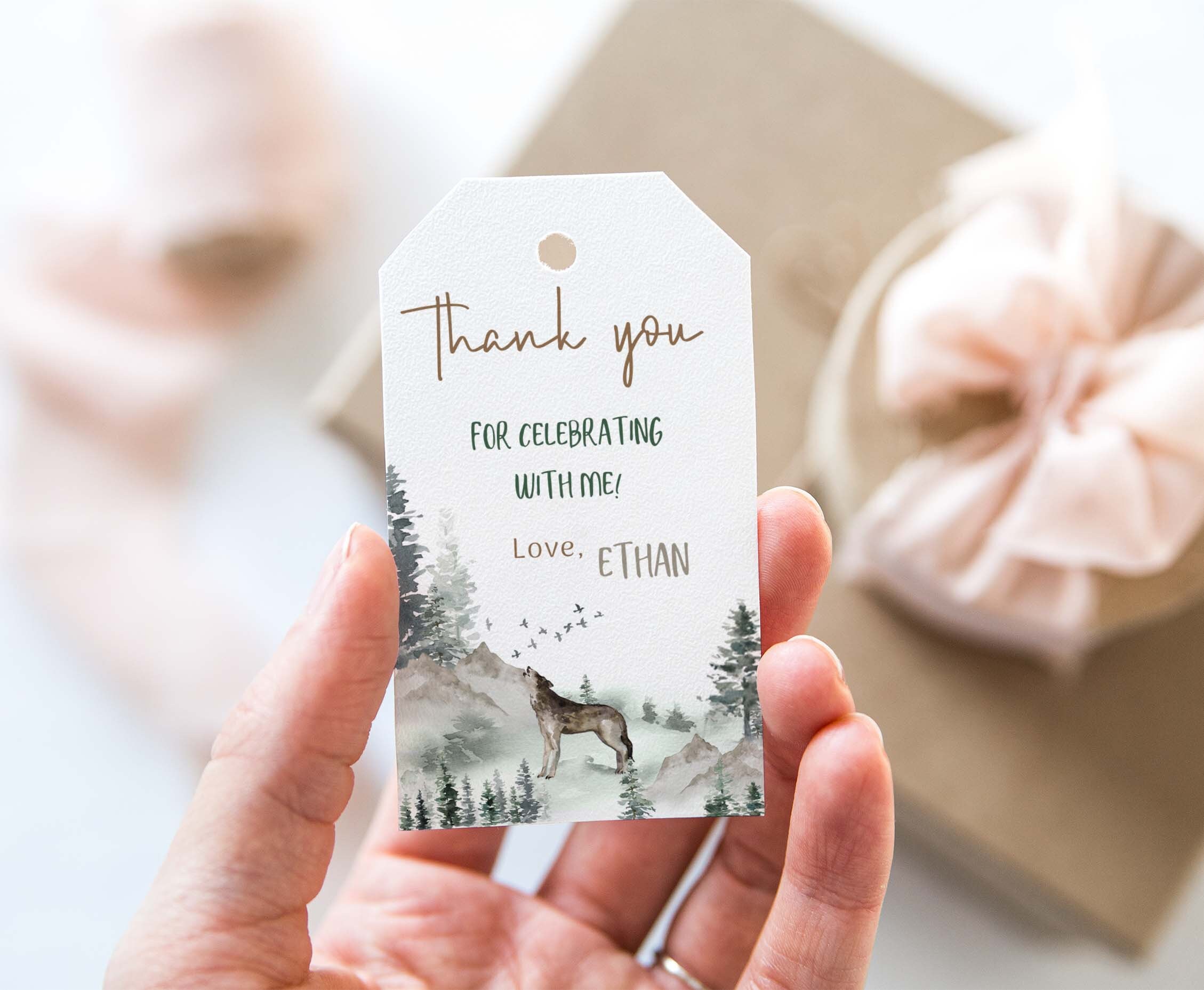 Wolf Thank You Tags Editable Woodland Favor Tags Wolf - Etsy
