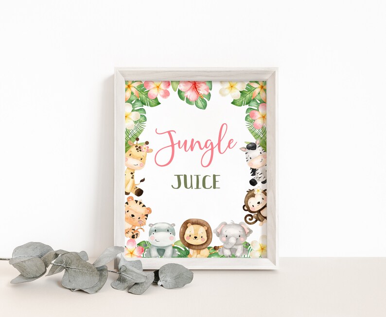 Jungle Juice Sign Girl Safari table signs Safari birthday | Etsy