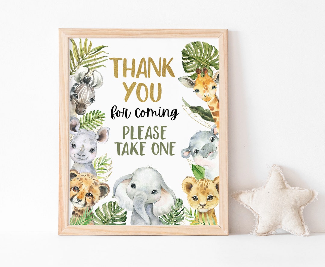 Thank You for Coming Sign, Safari Baby Shower Decorations, Jungle ...