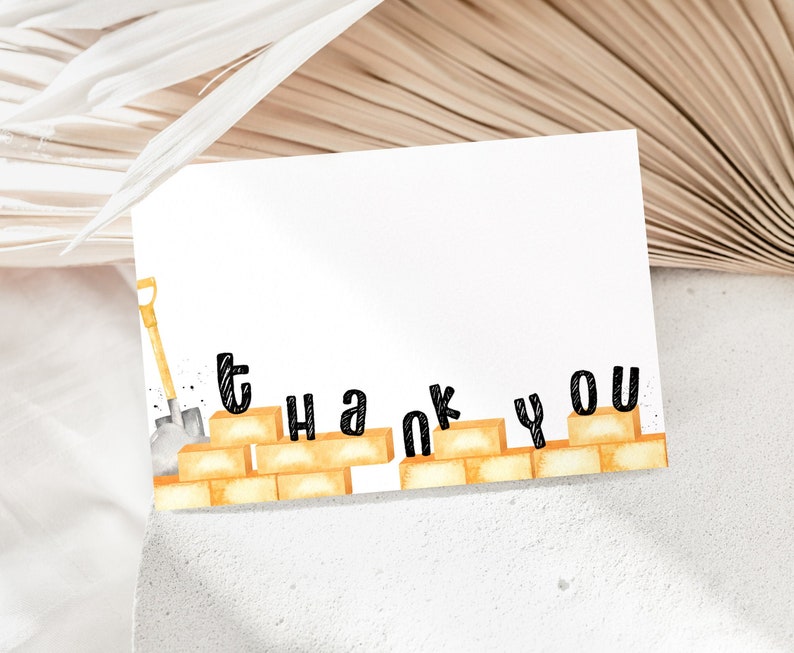 Construction Thank You Cards Digital Download Flat 4x6 Card - Etsy