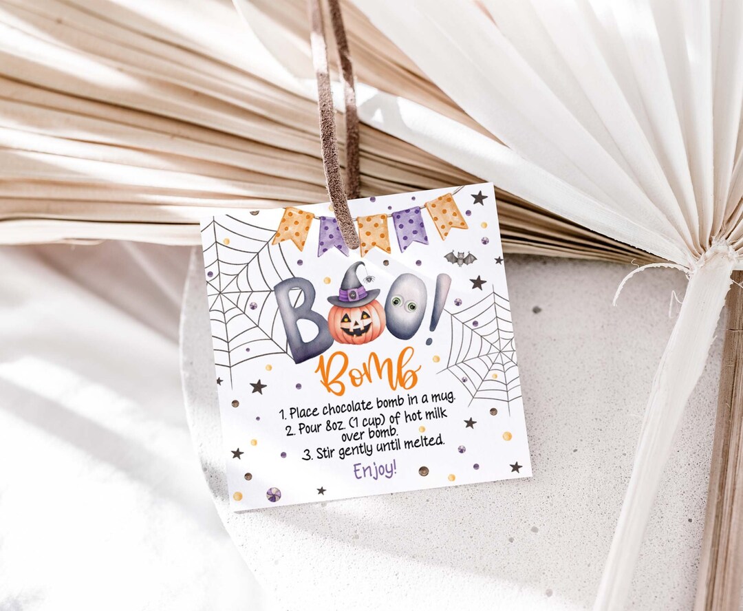 Boo Bomb Tag, Halloween Hot Chocolate Bomb Tag, Halloween Favor Tag ...