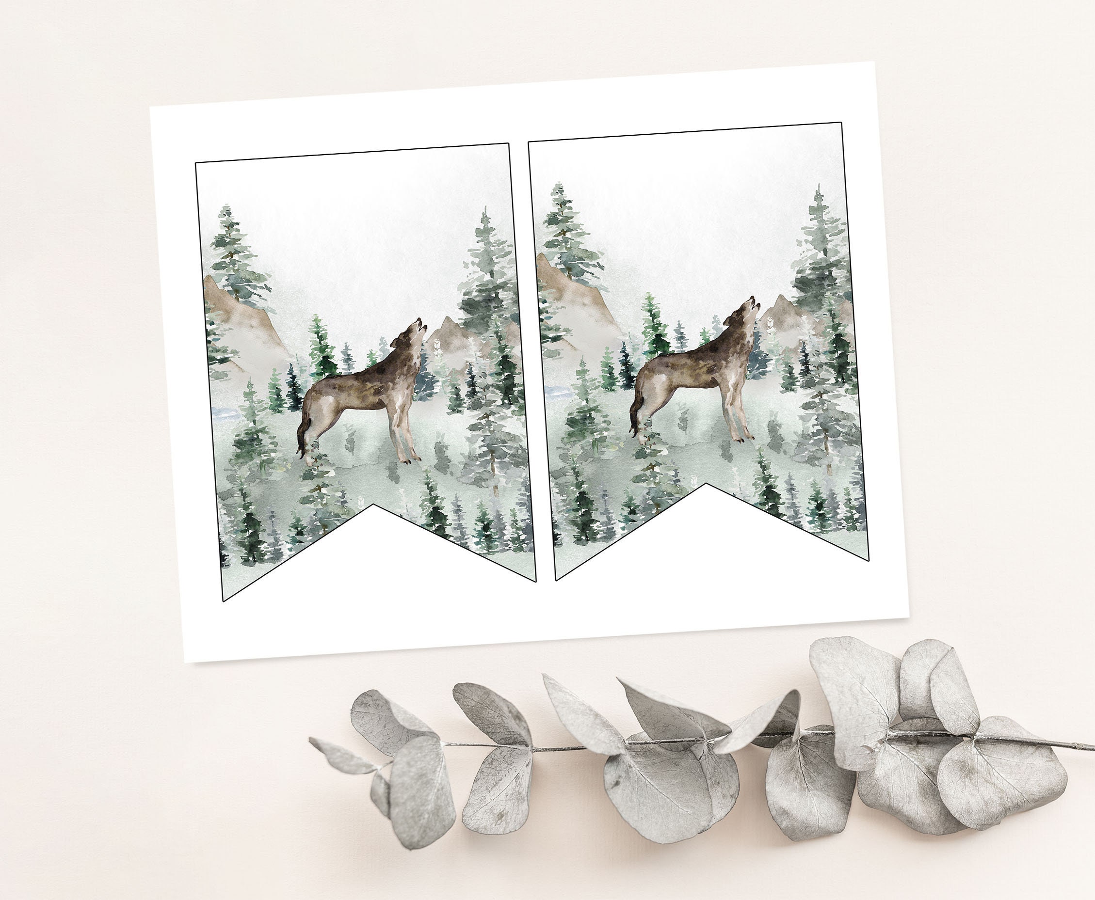Editable Wolf Birthday Banner, Woodland Baby Shower Decor, Woodland ...
