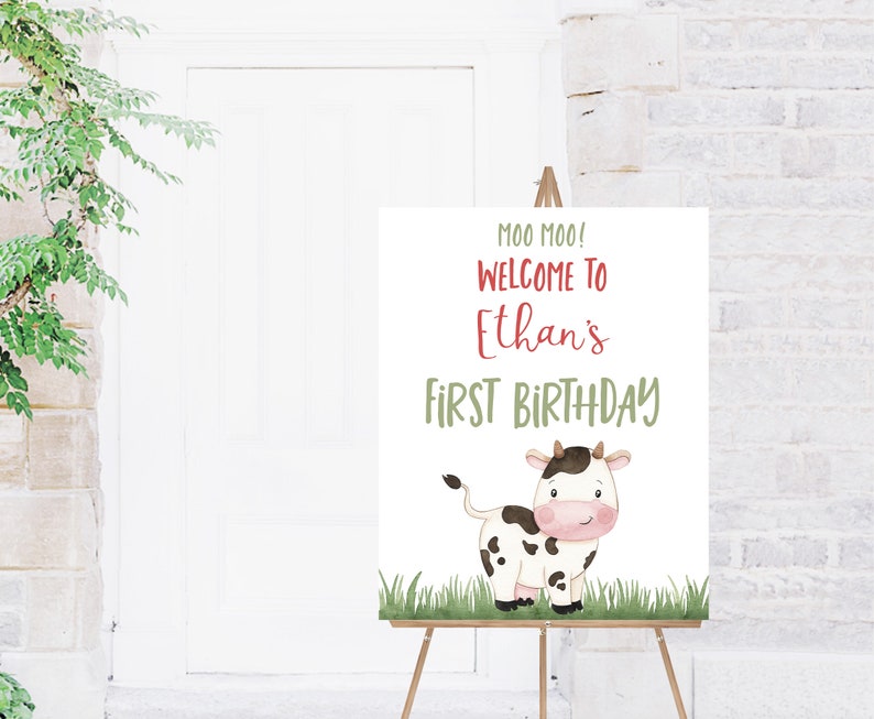 Cow Welcome Sign Instant Download Farm Party Printable Cow - Etsy