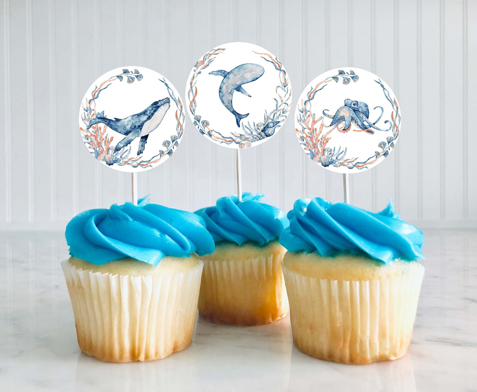 Under the Sea Cupcake Toppers, Ocean Birthday Party Decorations, Sea ...