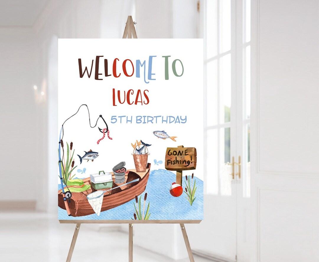 Fishing Welcome Sign, Instant Download, Fishing Birthday Decorations ...