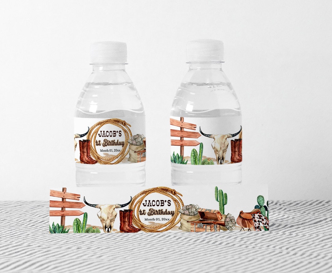EDITABLE Rodeo Water Bottle Labels, Cowboy Party Printable, Wild West ...