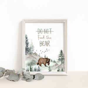 Do Not Feed the Bear Sign, Forest Animals Birthday Signs, Bear Birthday ...