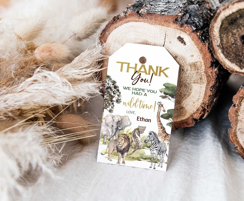 Editable Safari Animals Thank You Tags Safari Party - Etsy