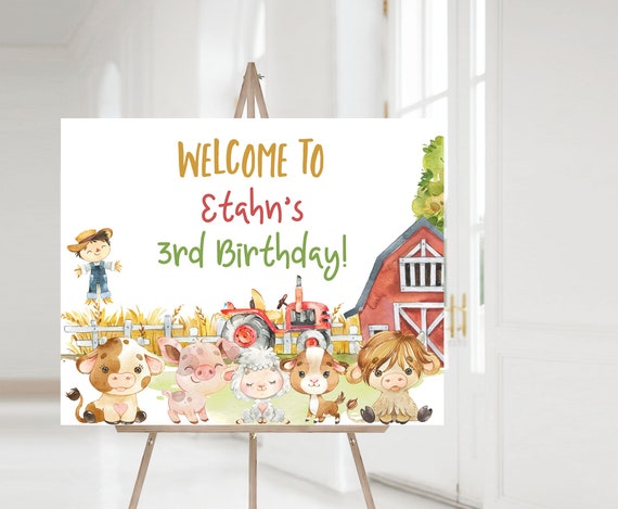 Editable Farm Birthday Welcome Sign, Instant download, Farm birthday ...