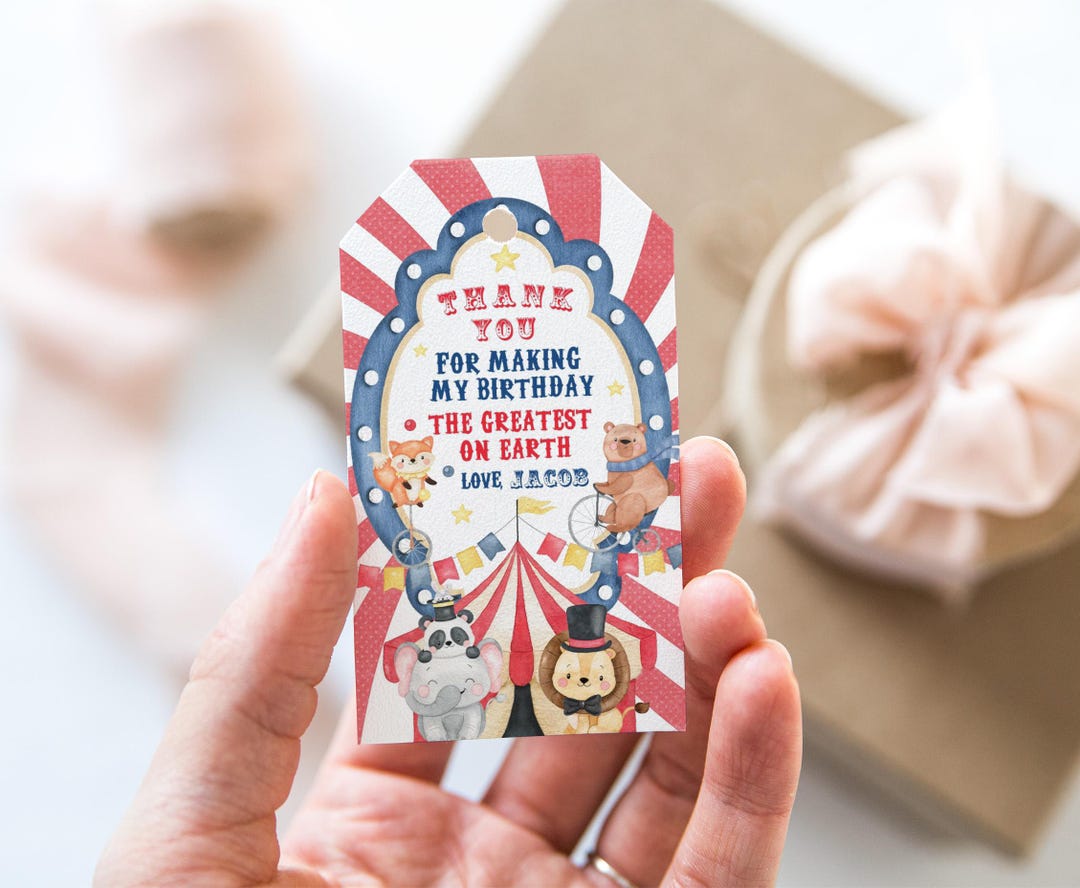 Circus Party Printable, Circus Favor Tag, Carnival Thank You Tags ...