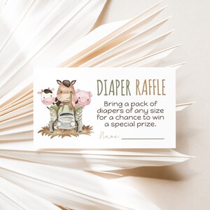 Printable Farm Diaper Raffle Sign + Card, Baby Shower Games, Farm Baby ...