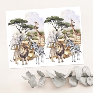 Safari Animals Bags Label, Safari Gift Bags, Jungle Birthday ...