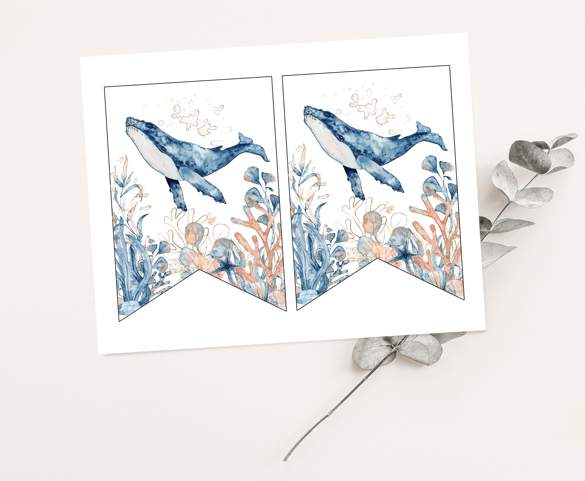 Editable Whale Banner Ocean Birthday Under the Sea Banner - Etsy Australia