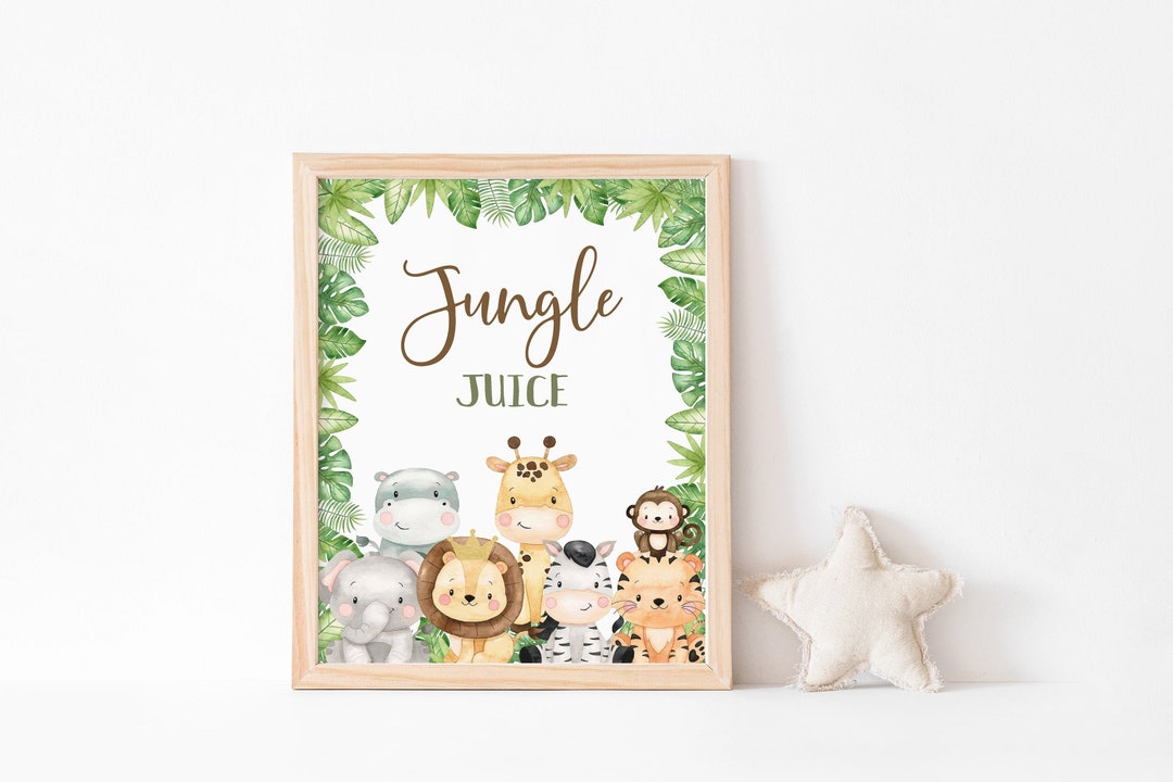 Jungle Juice Sign, Safari Table Signs, Safari Birthday Decorations ...