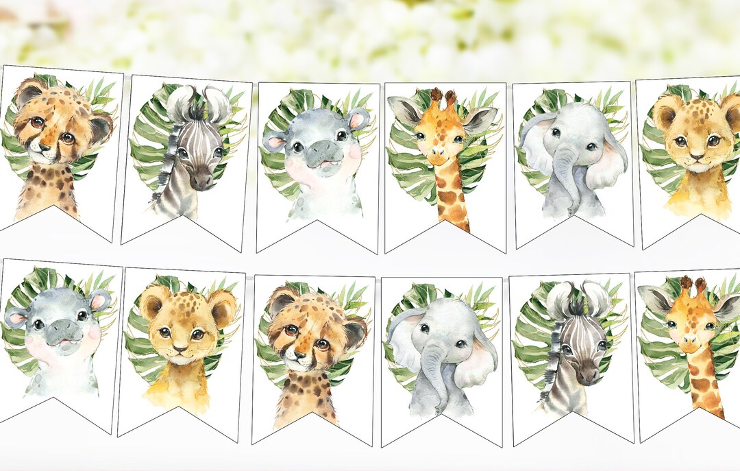 Safari Animals Banner, Jungle Animals Baby Shower or Birthday ...