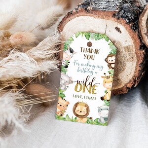 Wild One Favor Tags, Jungle Birthday Decorations, Safari Thank You Tags ...