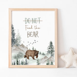 Do Not Feed the Bear Sign, Forest Animals Birthday Signs, Bear Birthday ...
