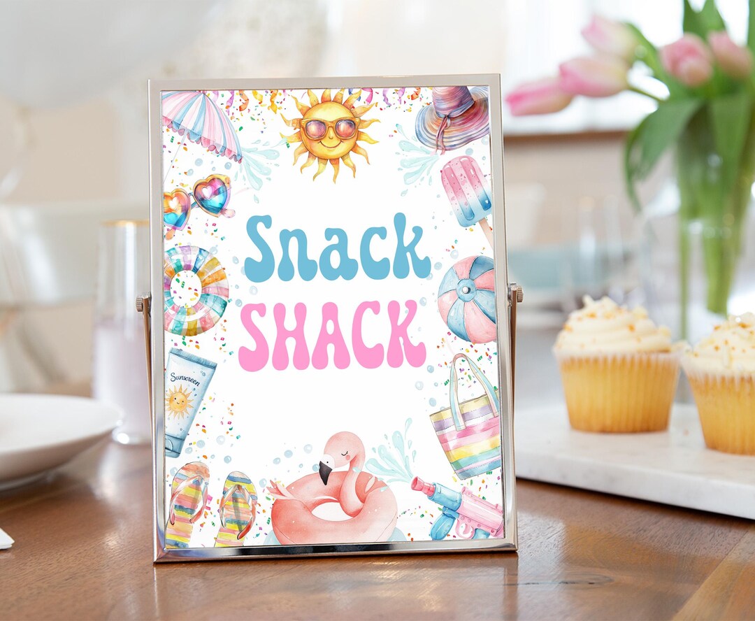 Summer Snacks Table Sign, Pool Birthday Decorations, Girl Pool Party ...