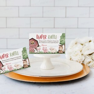Farm Diaper Raffle Sign and Card, Farm Baby Shower Decorations, Farm ...