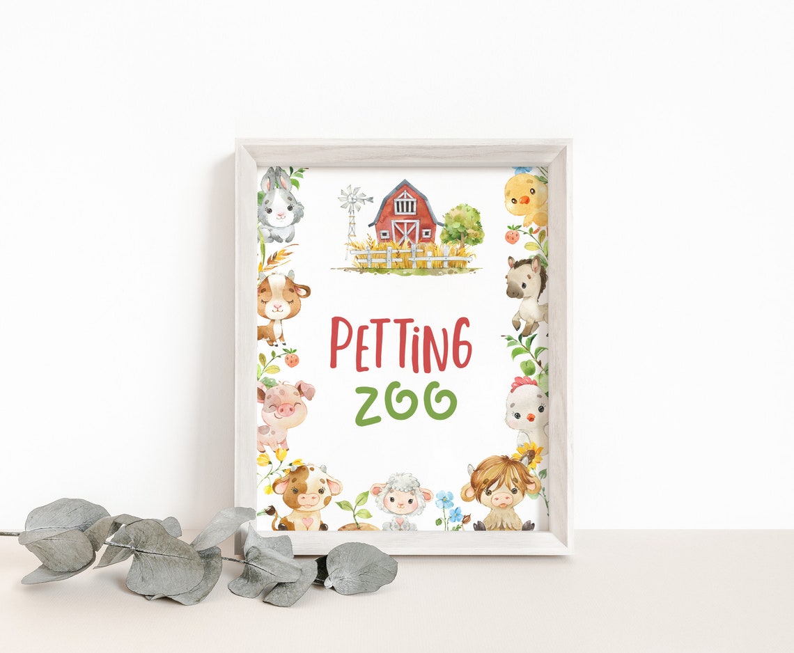 Petting Zoo Sign Farm Party Decor Farm Table Sign Farm - Etsy