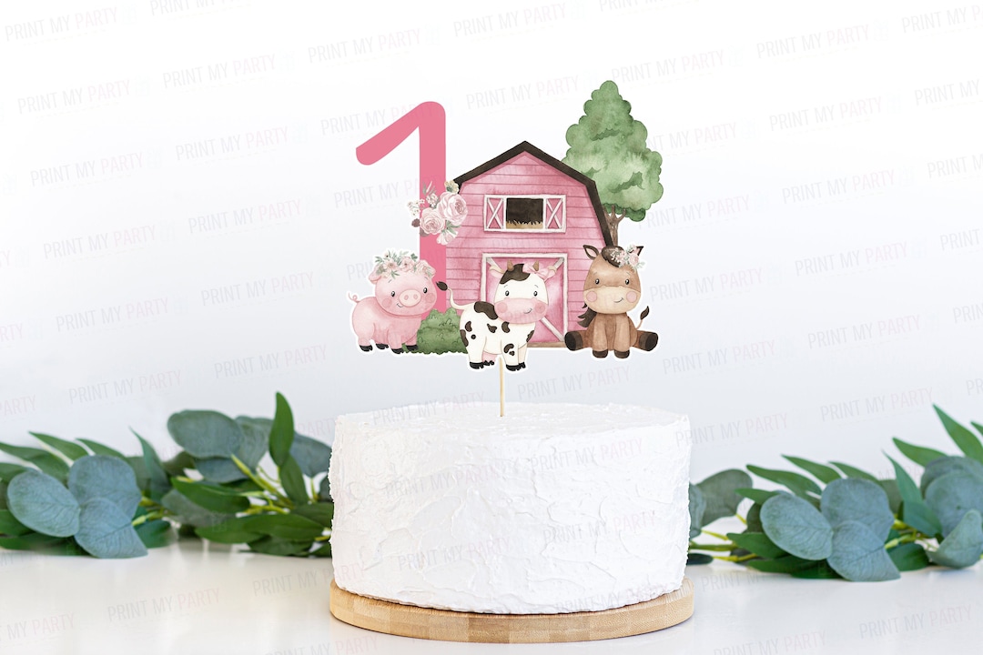 Girl Farm 1st Birthday Cake Topper, Girl Farm Centerpiece, Floral Farm ...