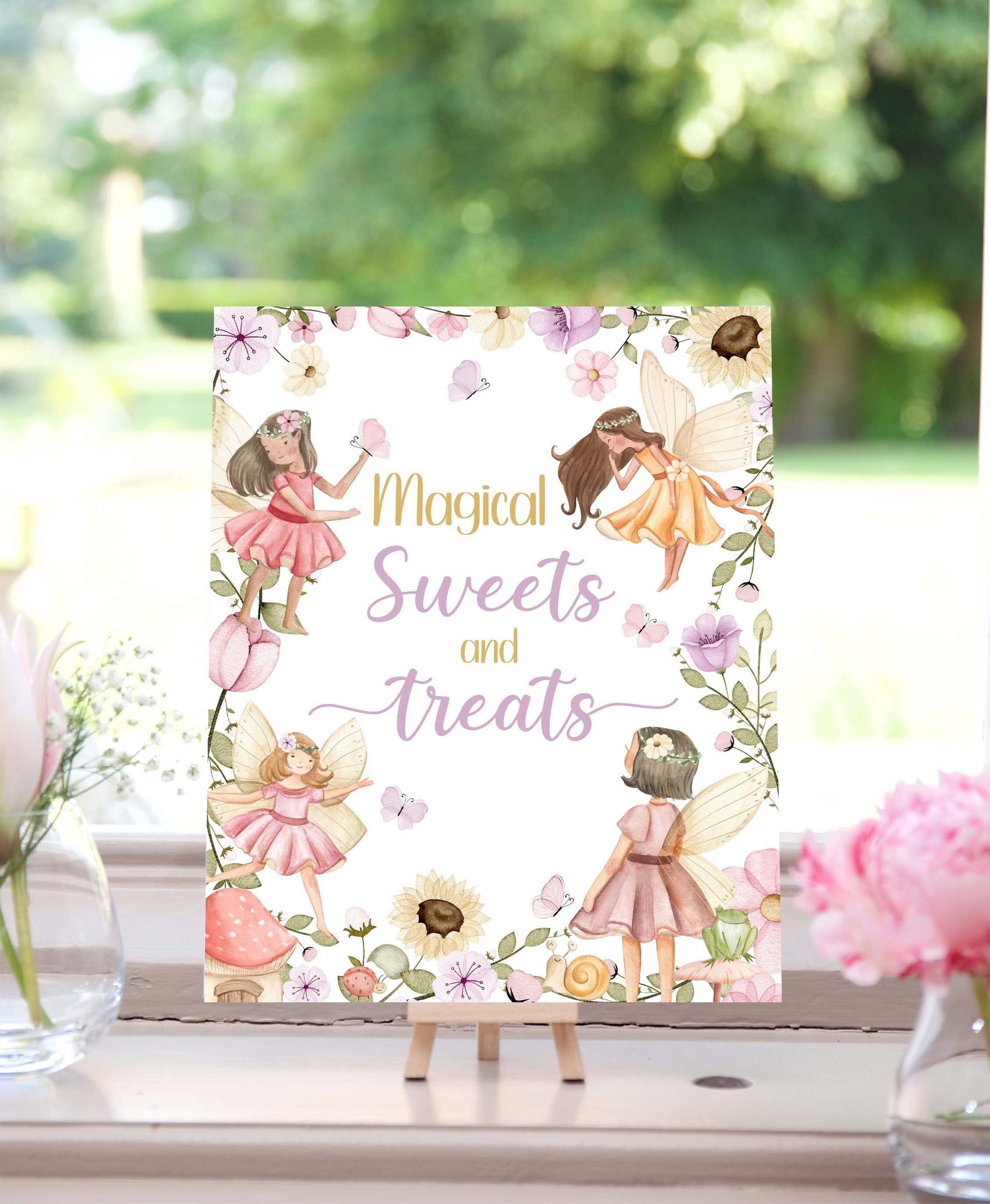 Floral Fairy Sign, Fairy Party Decor, Sweets and Treats Table Sign ...