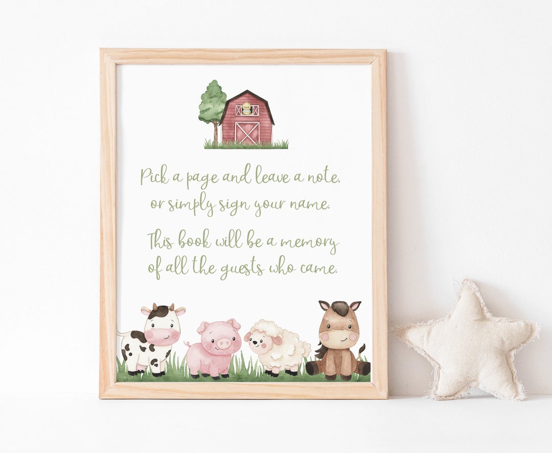 Guest Book Sign, Farm Birthday Party Printables, Barnyard Baby Shower ...