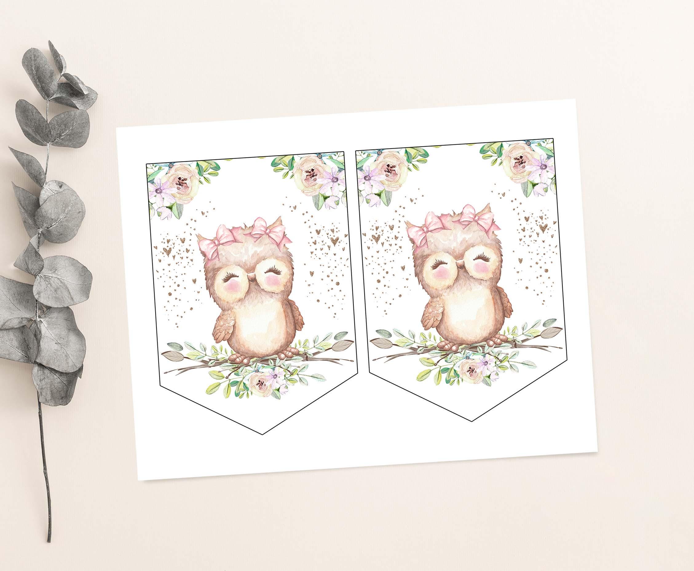 Editable Girl Owl Birthday Banner, Custom Owl Party Banner, Pink Owl ...