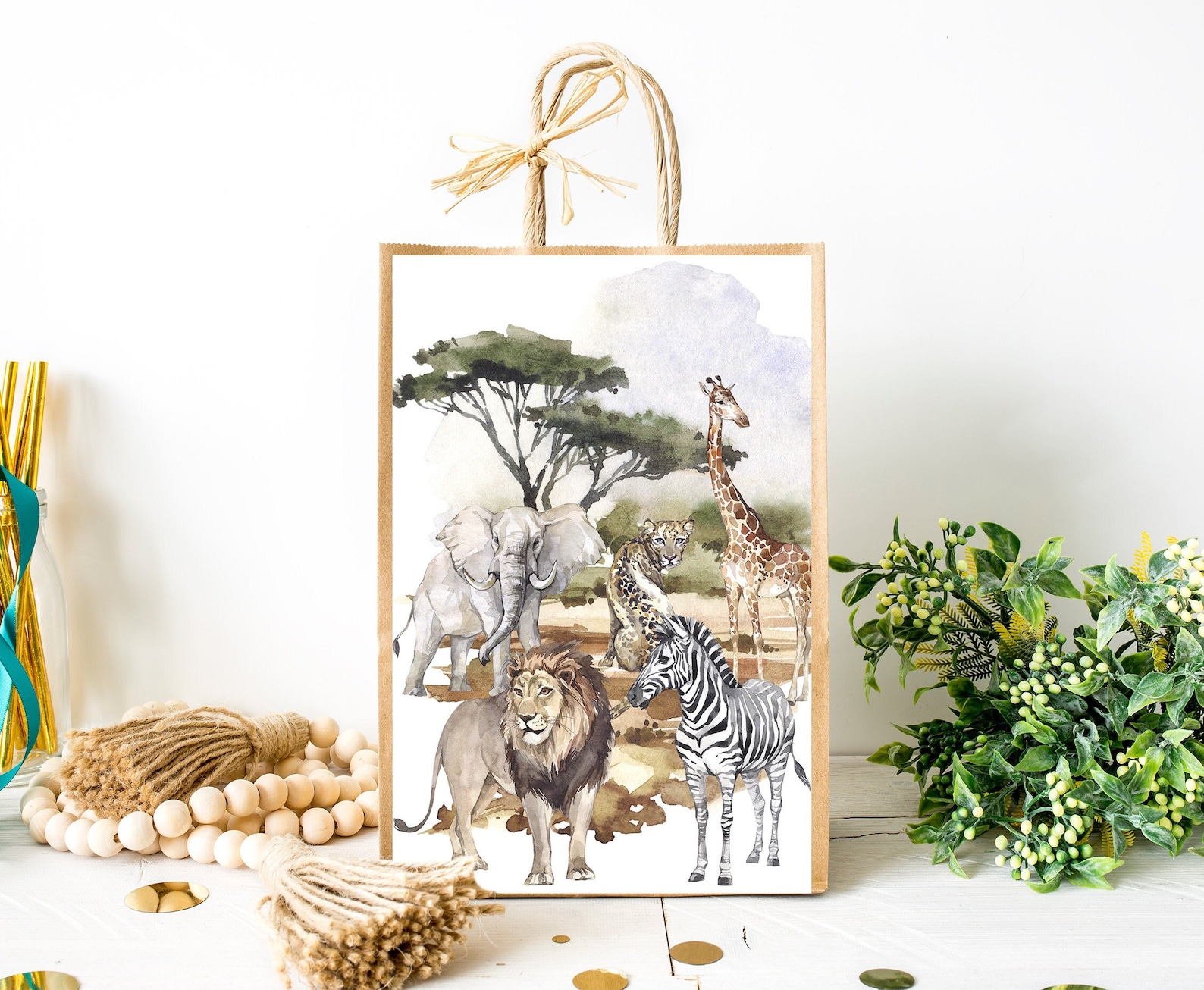Safari Animals Bags Label Safari Gift Bags Jungle Birthday | Etsy