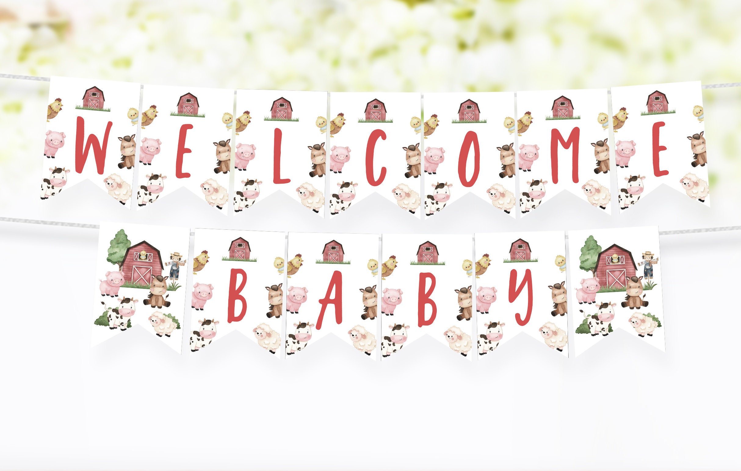 Welcome Baby Banner Printable Farm Baby Shower Banner Baby - Etsy