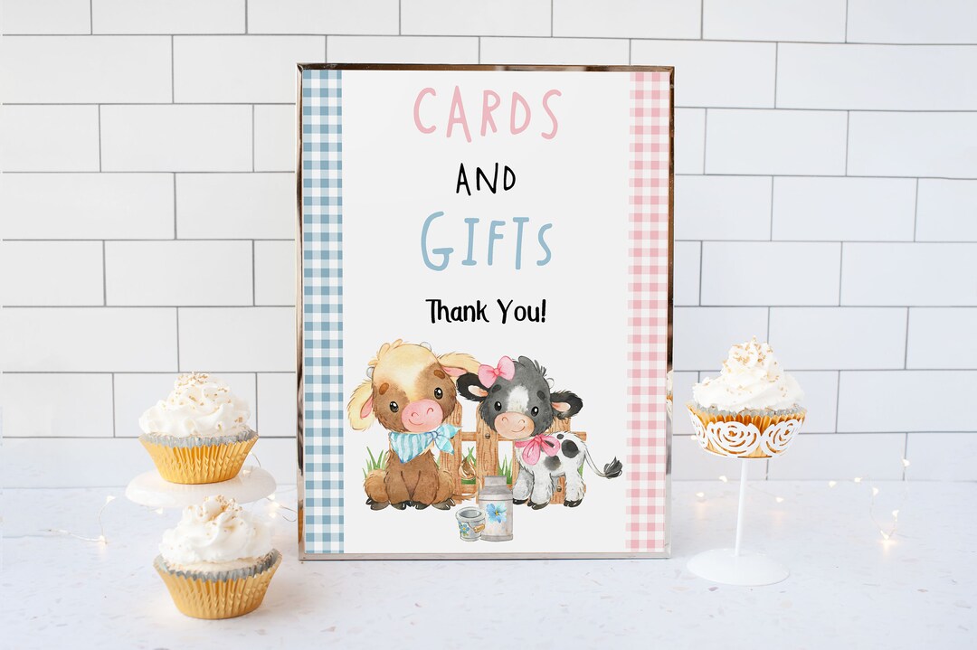 Farm Cards and Gifts Sign, Farm Party Sign Printables, Boy or Girl Baby ...