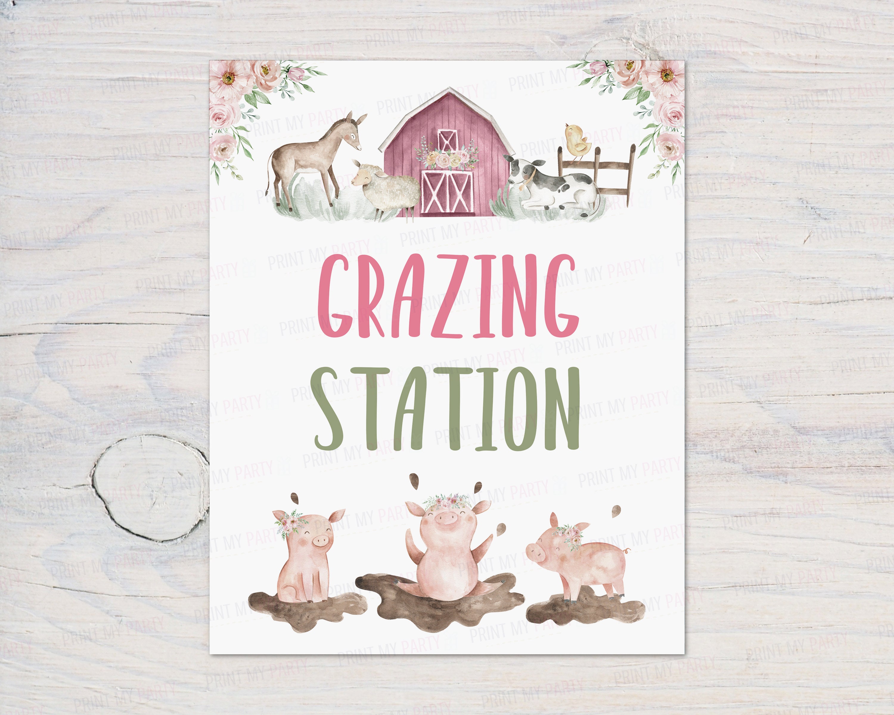 Grazing Station Sign Girl Farm Birthday Decorations Food | Etsy