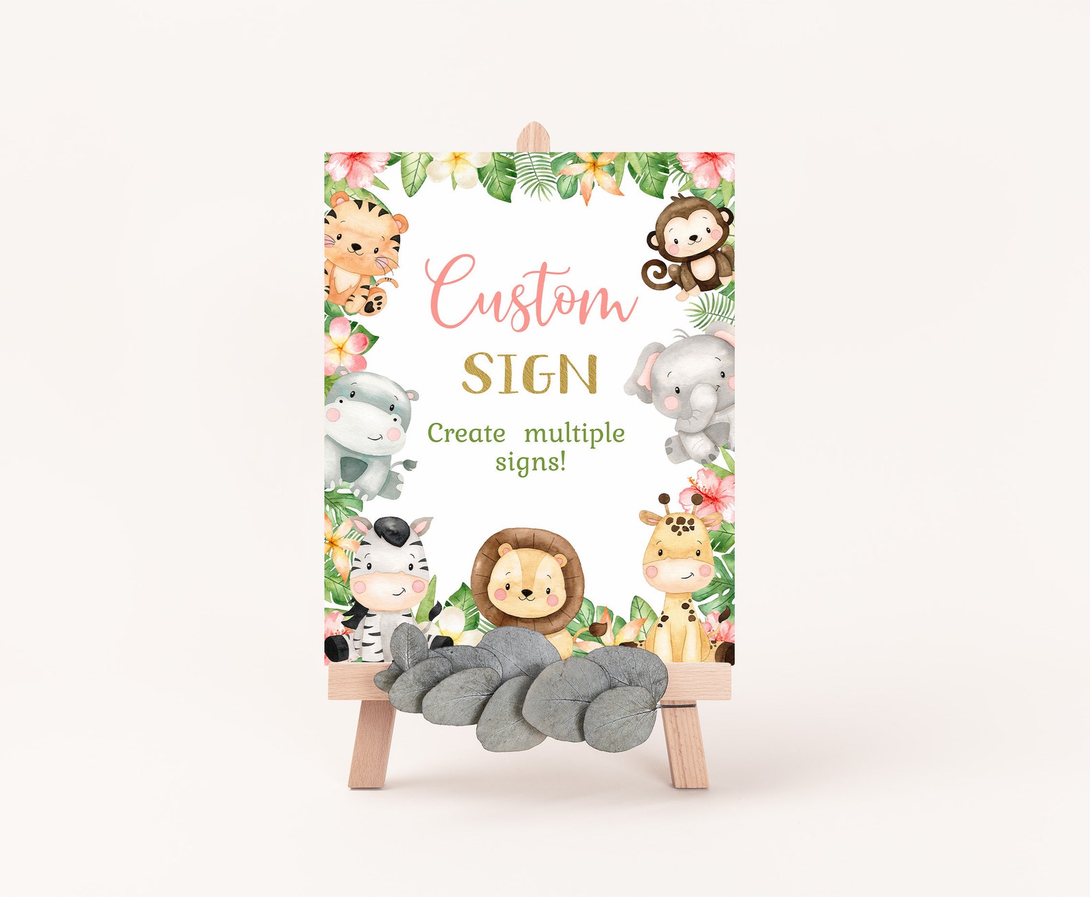 Girl Safari Custom Sign, Editable Safari Table Sign, Instant Download ...