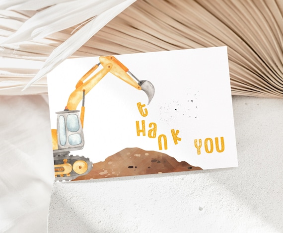 Construction thank you cards, Digital download flat 4x6 card, Under ...