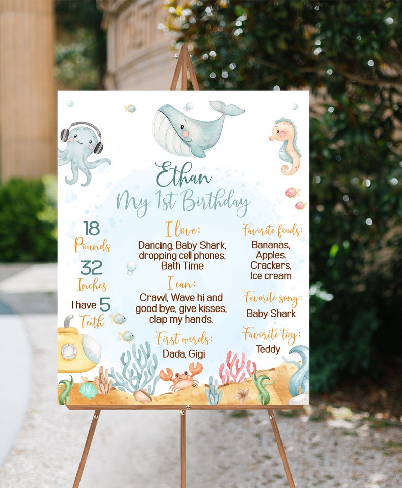 Under the Sea Milestone Poster 1 Year Milestone Board Ocean - Etsy