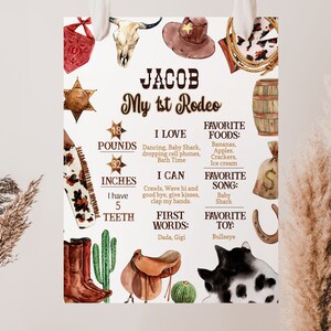 My First Rodeo Milestone Poster, Cowboy Milestone Board, Cowboy 1st ...