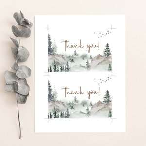 Woodland Thank You Cards, Forest Thank You Note, Digital Download Flat ...