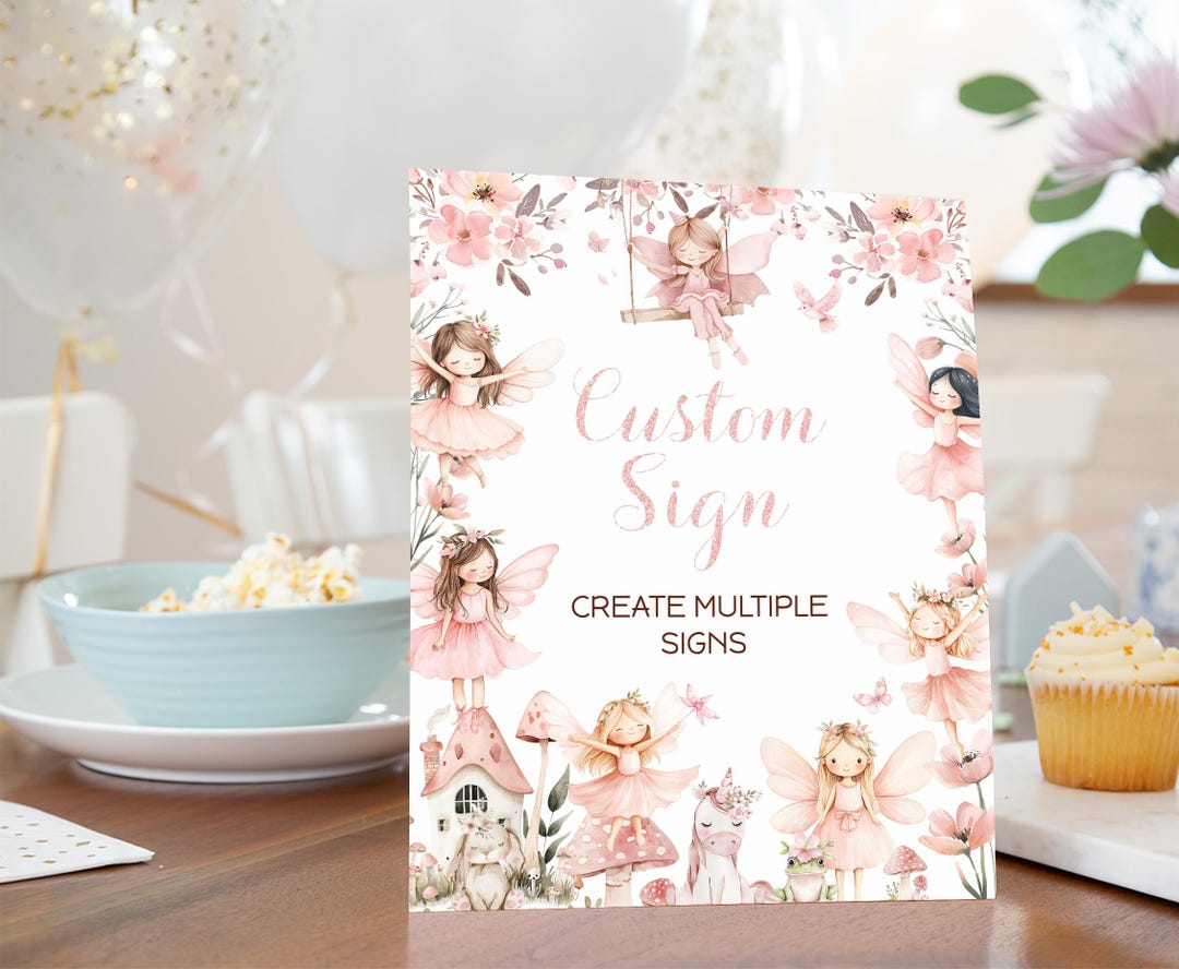 Editable Fairy Table Sign, Custom Fairies Sign, Fairies Table Decor ...