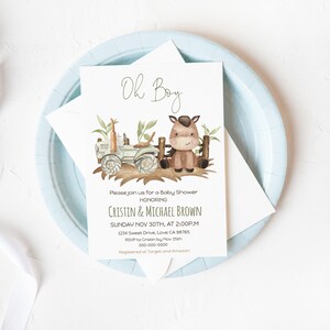 Horse Baby Shower Invitation, Oh Boy Shower Invite, Editable Baby ...