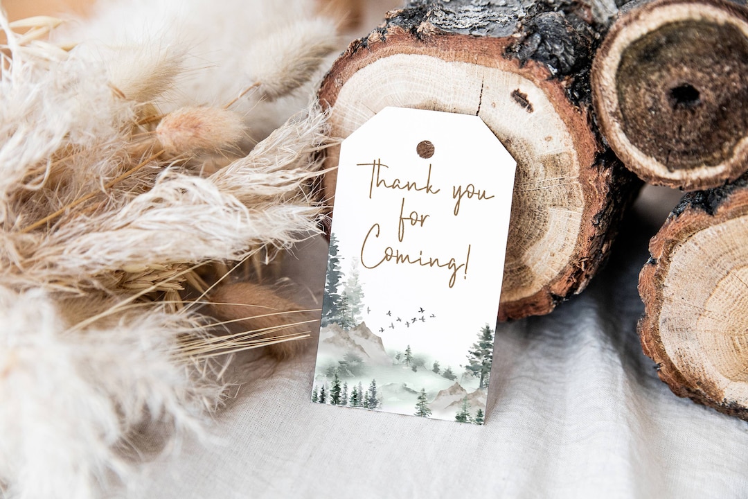 Mountains Thank You Tags, Woodland Baby Shower Printables, Forest ...