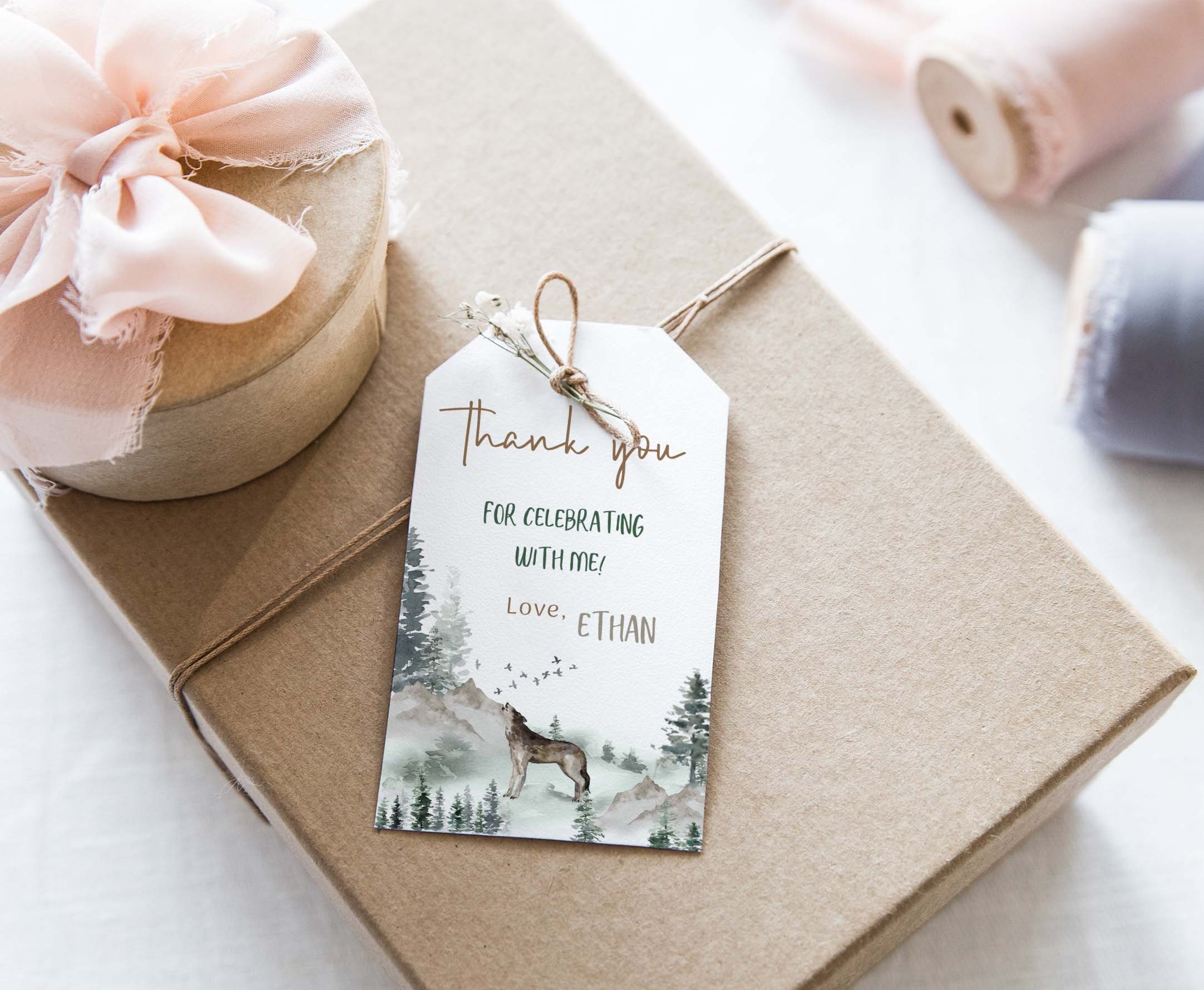 Wolf Thank You Tags Editable Woodland Favor Tags Wolf - Etsy