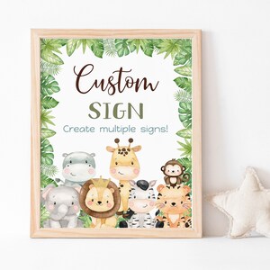 Safari Custom Sign, Editable Safari Table Sign, Instant Download ...