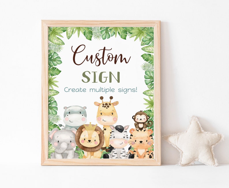 Safari Custom Sign, Editable Safari Table Sign, Instant Download ...